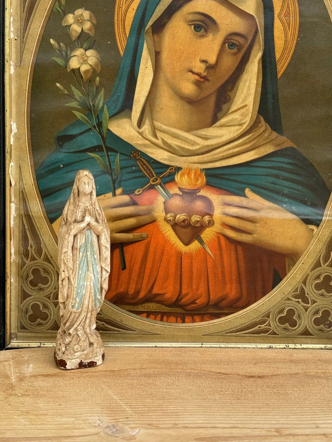 Virgin Mary Statue, Vintage Our Lady of Lourdes, Religious Devotional ...