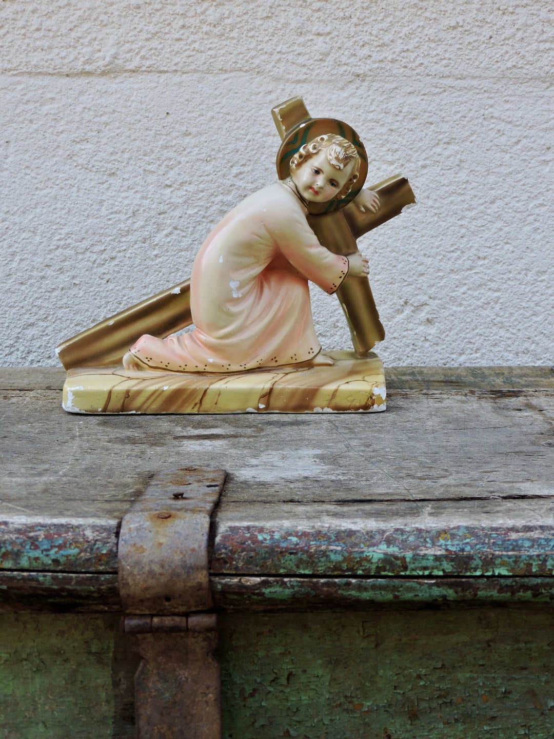 Vintage Plaster Jesus Religious Sculpture, 1920s Statue of Jesus, Work ...