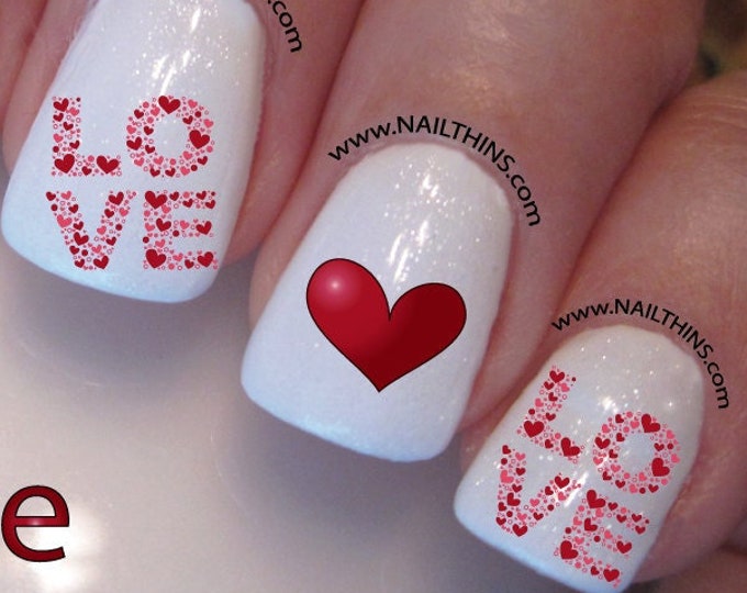 LOVE Nail Decal Valentine Nail Design NAILTHINS - Etsy
