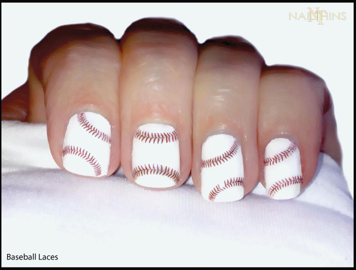 Baseball Nail Decal Laces Base Ball Nail Art NAILTHINS - Etsy