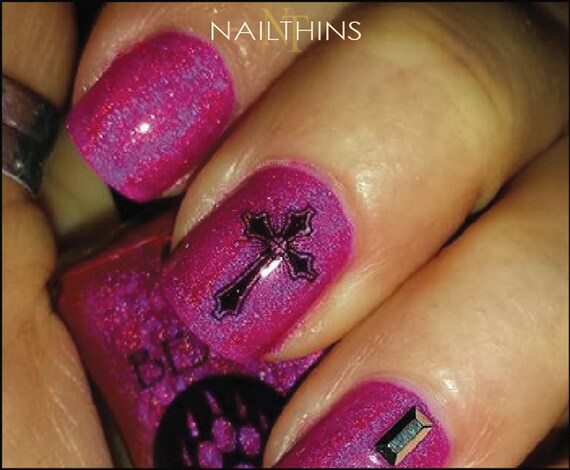 Pink Cross Nail Designs