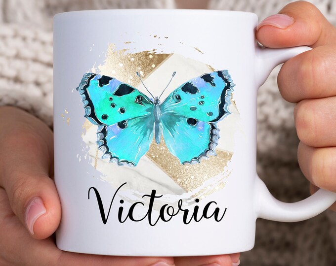 Personalized Butterfly Mug, Monogram Mug, Initial Mug, Custom Name Mug ...