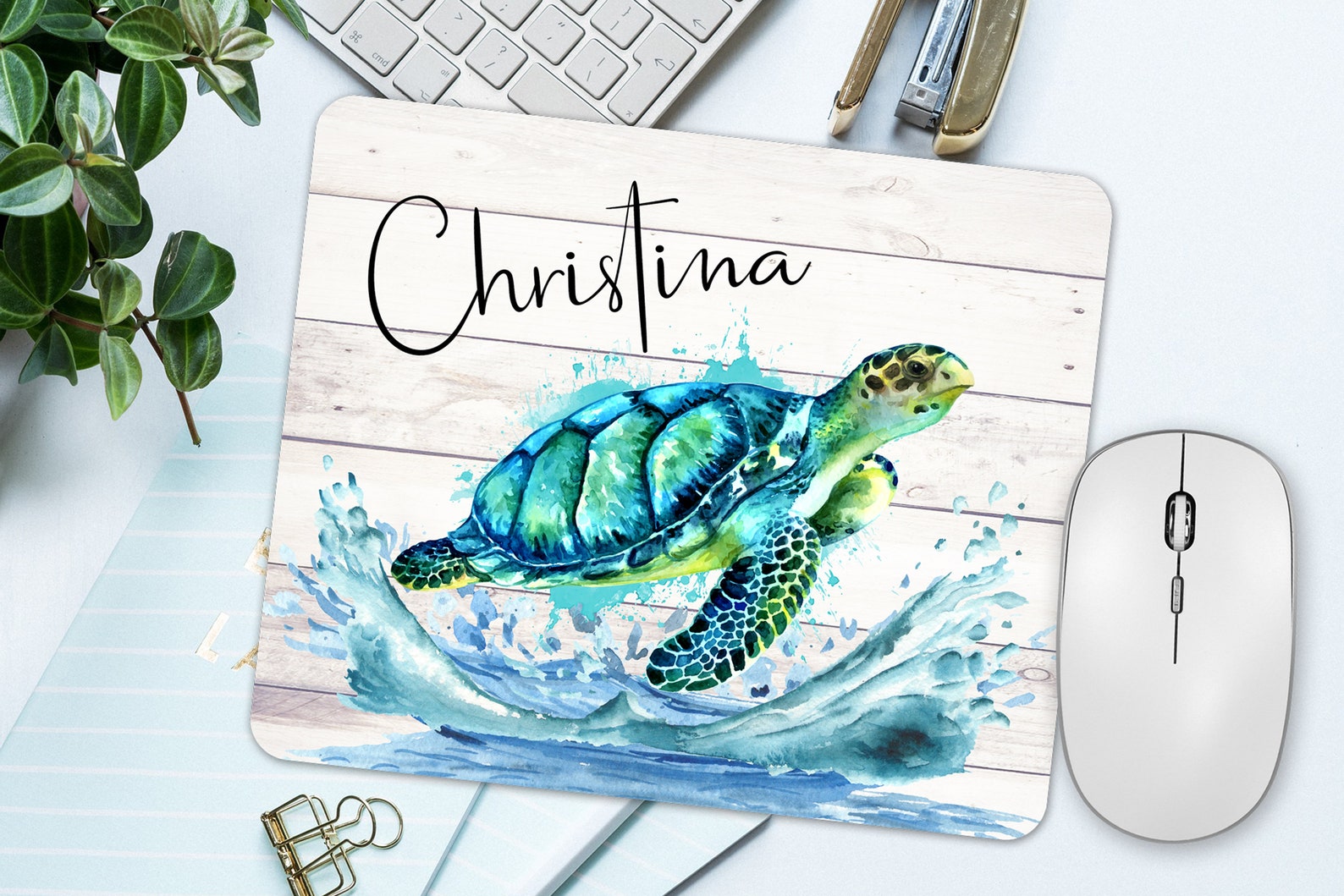 Turtle Mouse Pad Personalized Sea Turtle Desk Accessories - Etsy