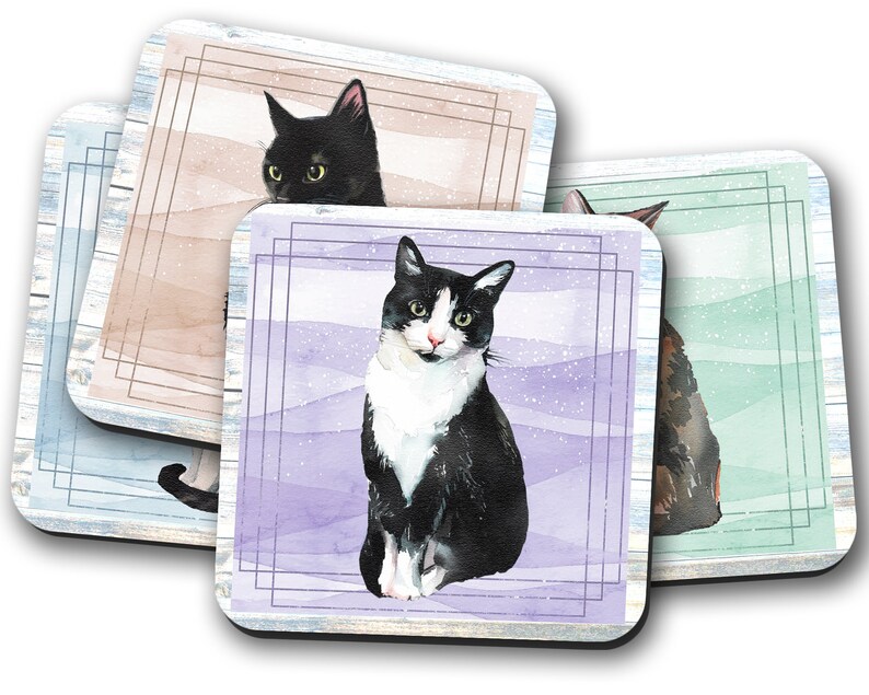 Cat Coasters Set of 4 Cat Lover Gift 4 Drink Coasters Cat - Etsy UK