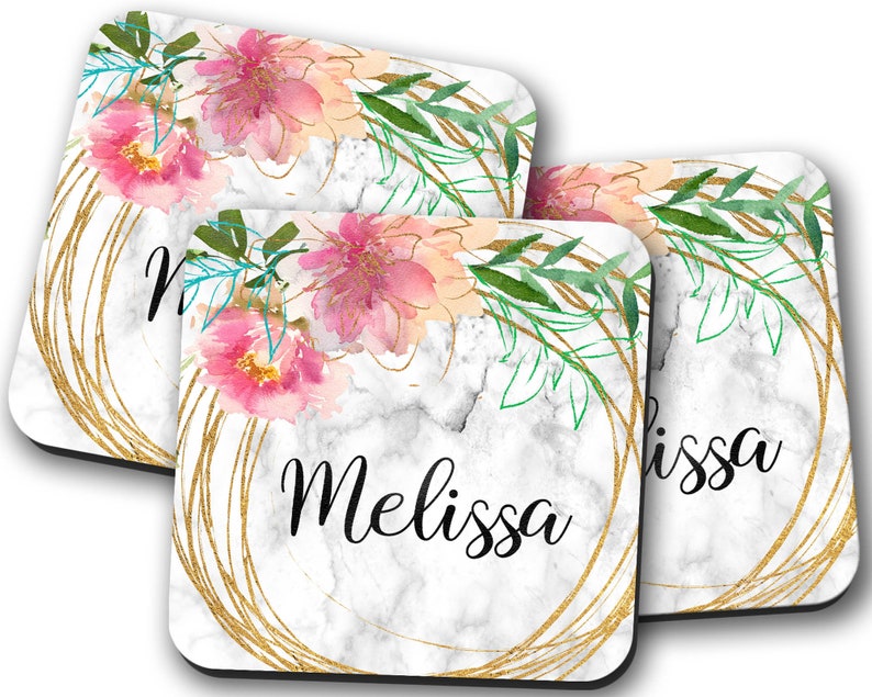 Custom Name Coasters Personalized Coaster Desk Decor Pink - Etsy