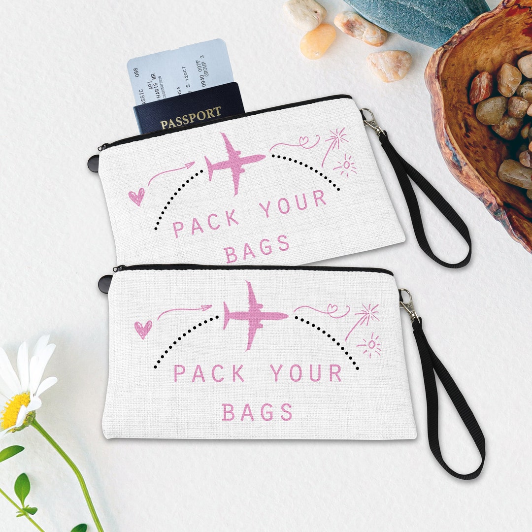 Pack Your Bags Pink Passport Wallet, Passport Holder, Airplane Zipper ...