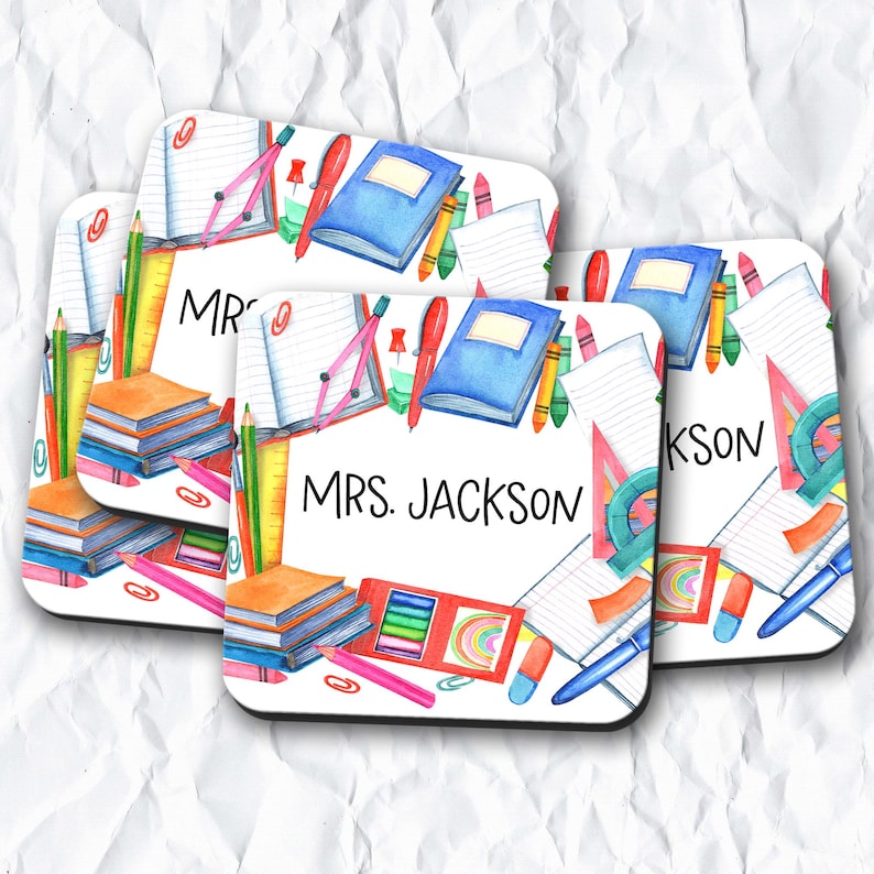 Teacher Coffee Coasters, Personalized Teacher Team Gift, School Office ...