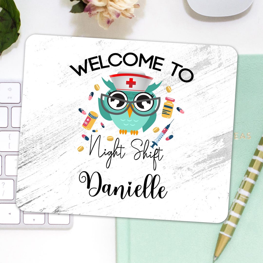 Nurse Night Shift Mouse Pad Personalized Night Owl Nurse Accessories ...