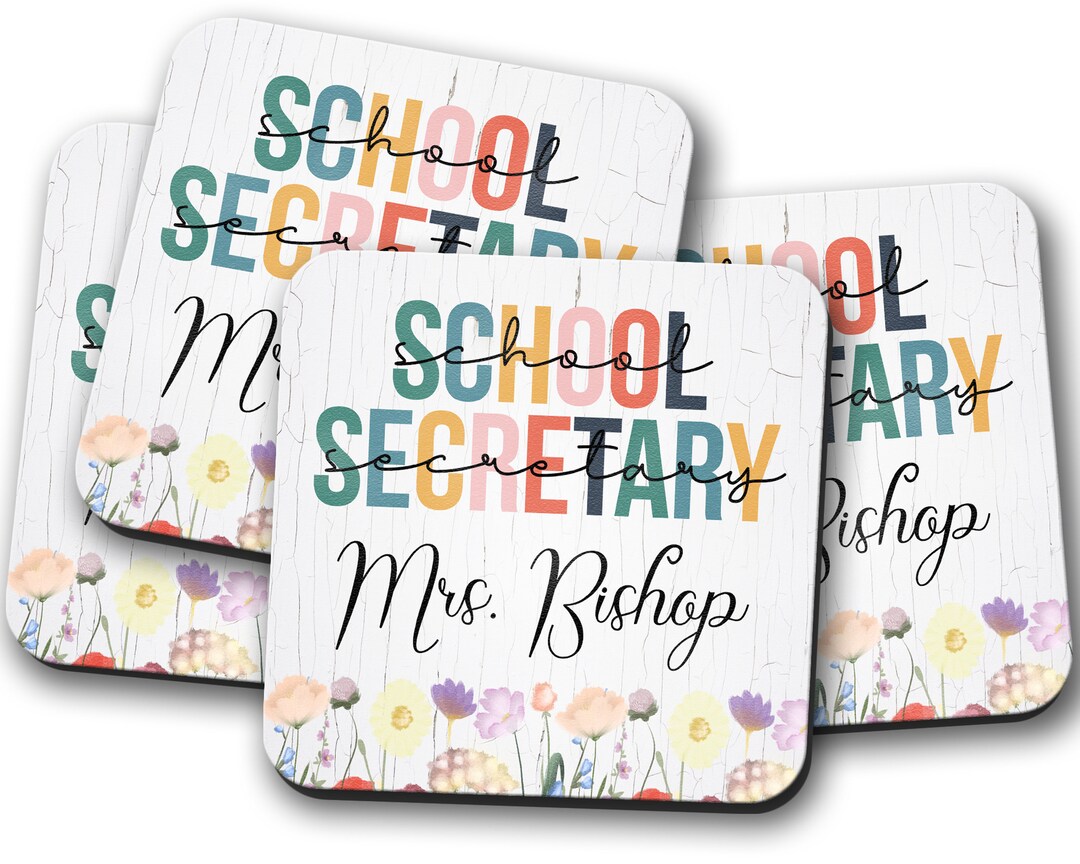 Personalized School Coaster, School Secretary Gifts, Name Coasters ...