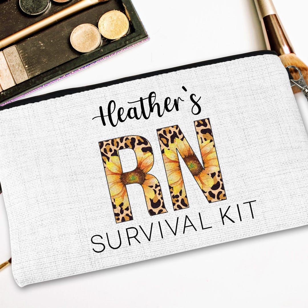 Personalized RN Survival Kit Bag - Leopard Floral Nurse Gift - Nursing ...