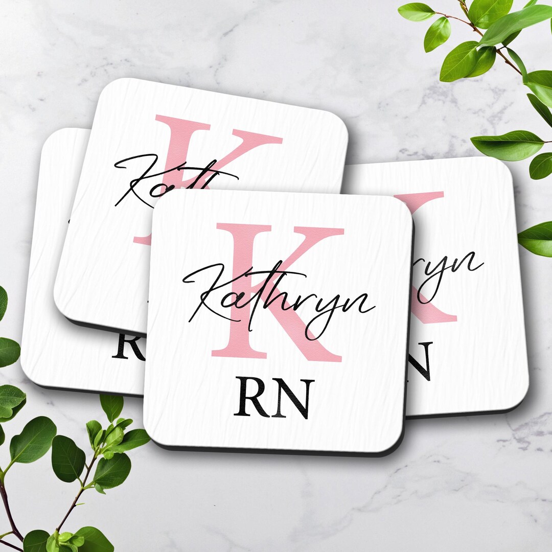 Personalized Nurse Name and Monogram Coaster With Credentials Custom ...