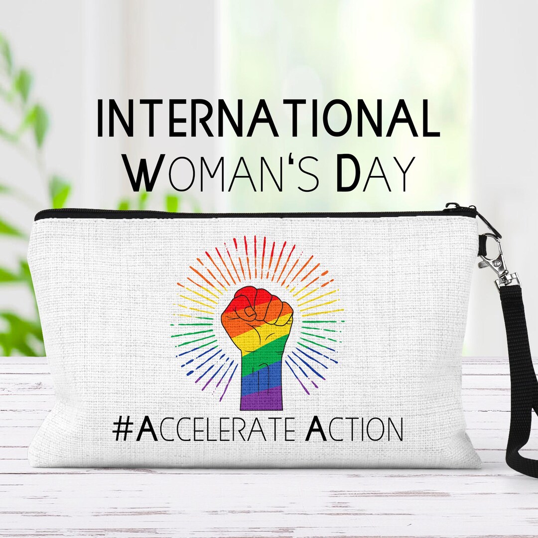 Women's Day Makeup Bag Accelerate Action International Women's Day 2025 ...