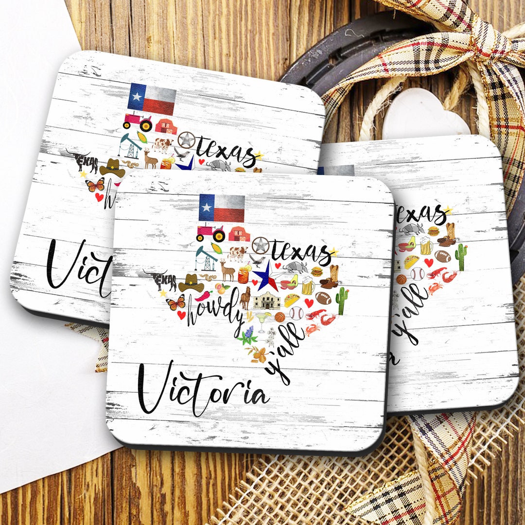 Texas Map Coaster Personalized, Texas Home Gift, Table Decor, Farmhouse ...