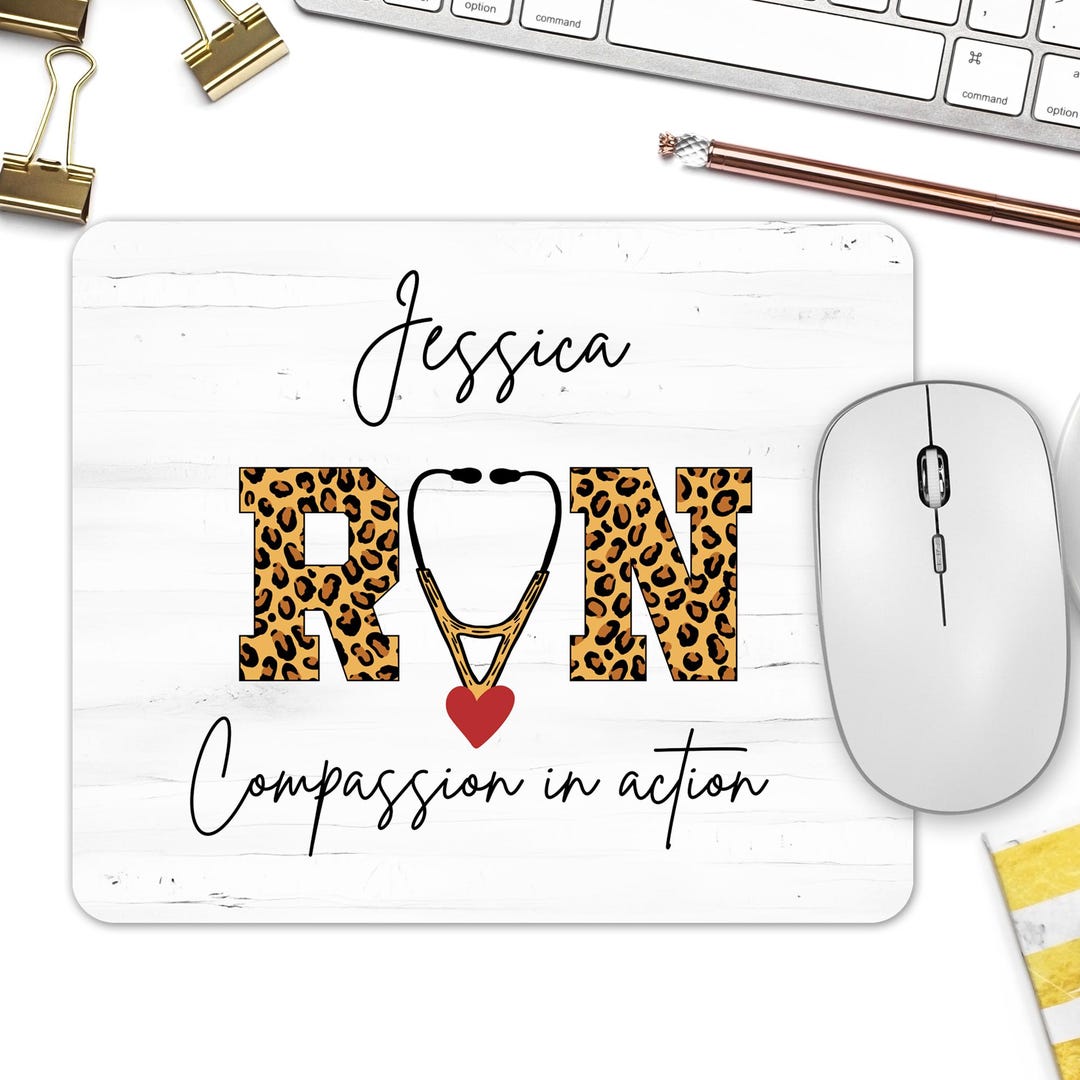 Leopard Print RN Nurse Mouse Pad Registered Nurse Desk Decor Custom RN ...