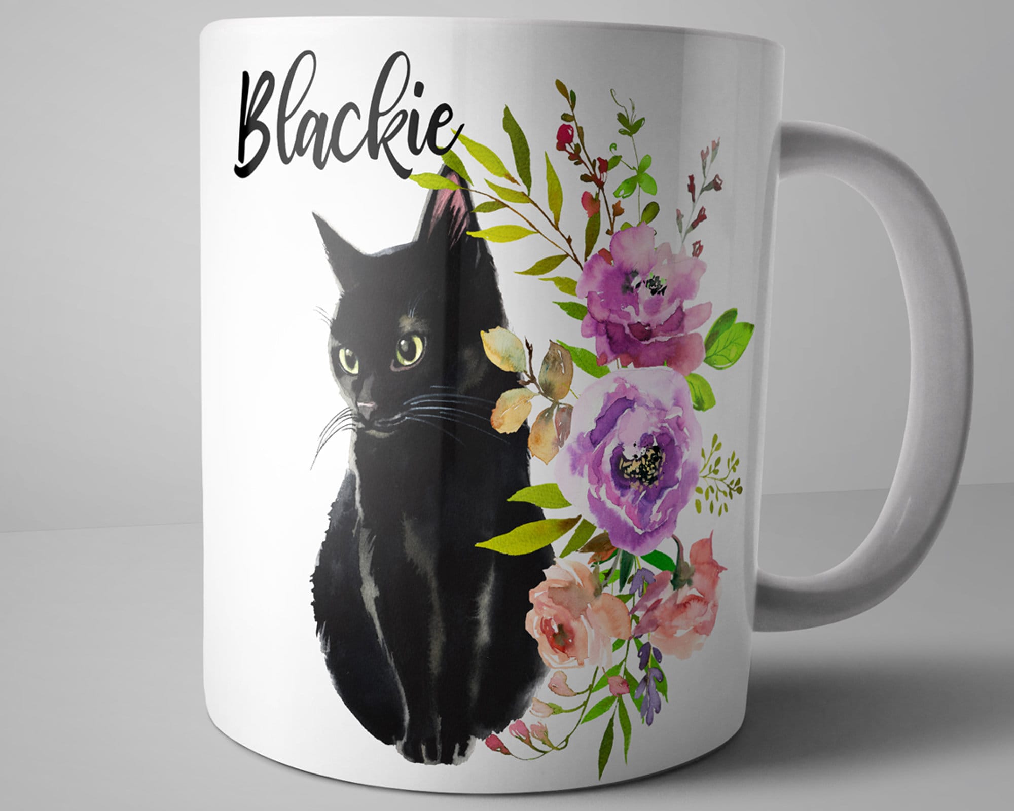 Personalized Cat Mug Black Cat Mug Personalized Cat Gift | Etsy