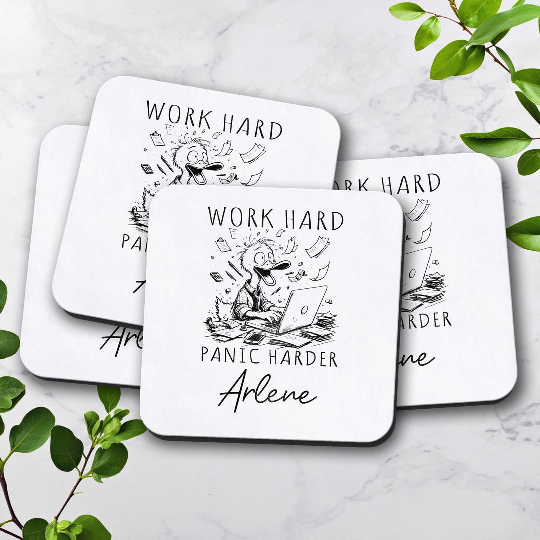 Custom Front Office Coasters Work Hard Office Staff Gifts Funny ...