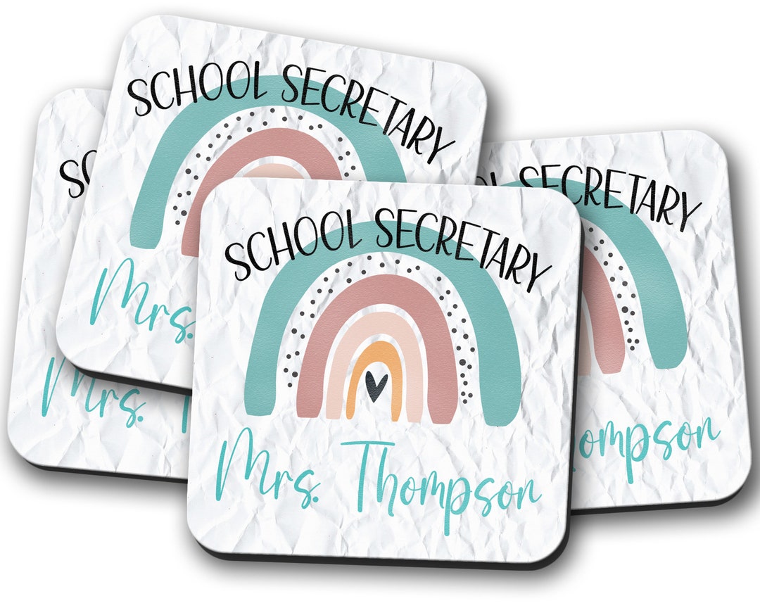 School Secretary Gift, Personalized School Coaster, School Secretary ...