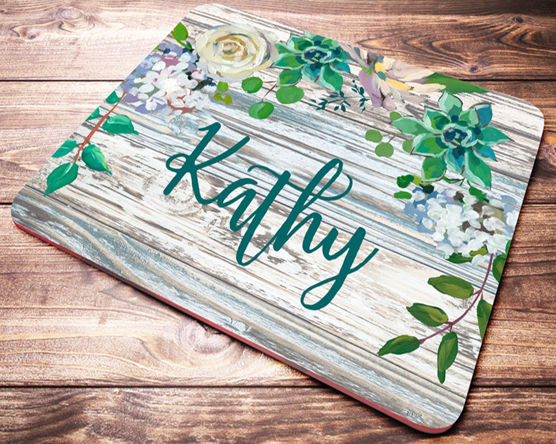 Personalized Mouse Pad, Office Decor, Succulent Mouse Pad, Office Desk ...