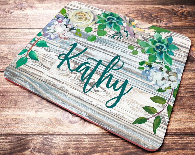 Personalized Mouse Pad, Office Decor, Succulent Mouse Pad, Office Desk ...
