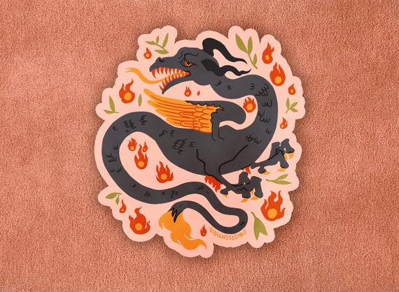 Fire Dragon Sticker | Etsy