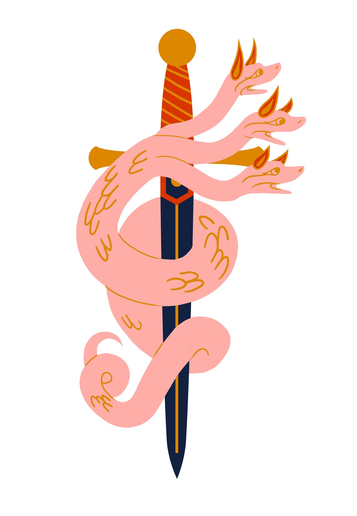 Triple Headed Dragon Dagger Pin - Etsy