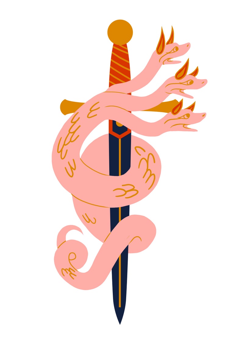 Triple Headed Dragon Dagger Pin - Etsy