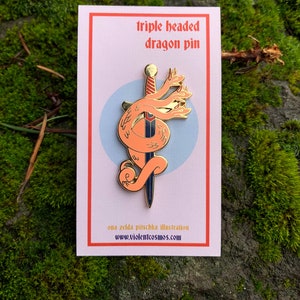 Triple Headed Dragon Dagger Pin - Etsy