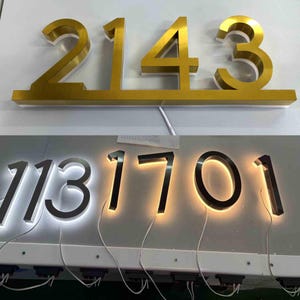 Custom Led House Number, Modern House Door Sign, Metal Backlit Door ...