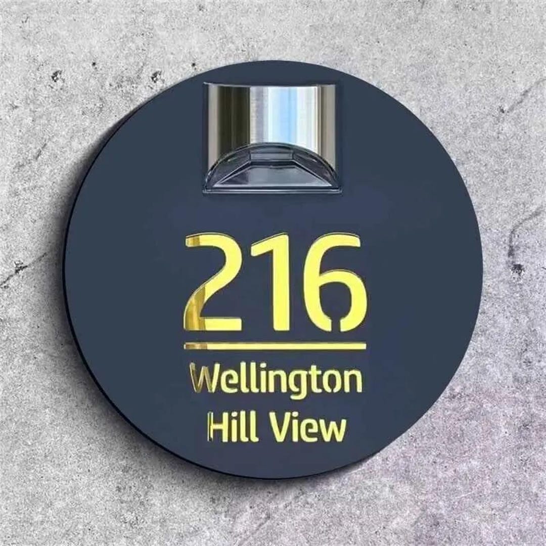 Personalized House Number Signs, Custom Home Number Solar, Round Signs ...