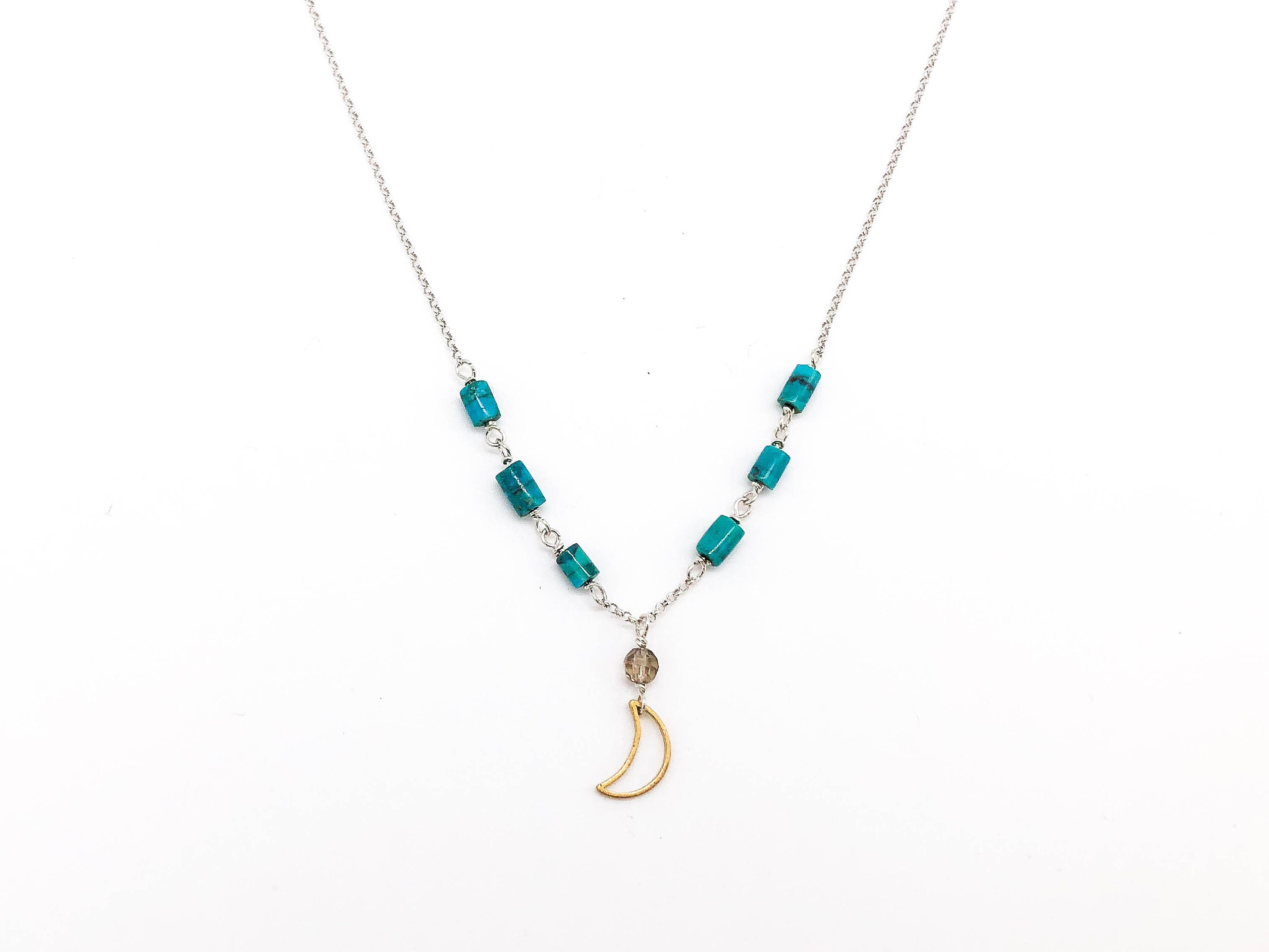 Turquoise Necklace With Crescent Moon Celestial Jewelry Trend - Etsy