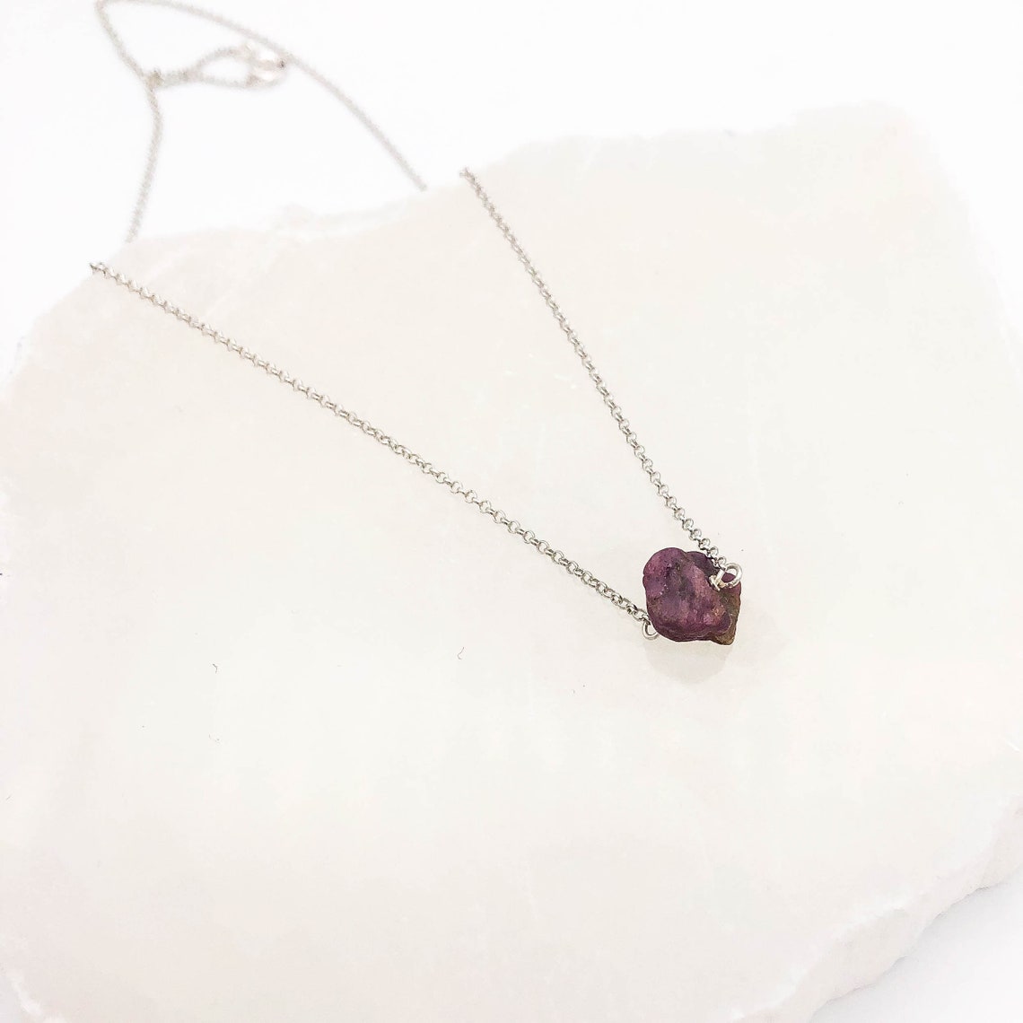 Natural Ruby Necklace Silver Stone Jewelry July Birthstone Gift for Her ...