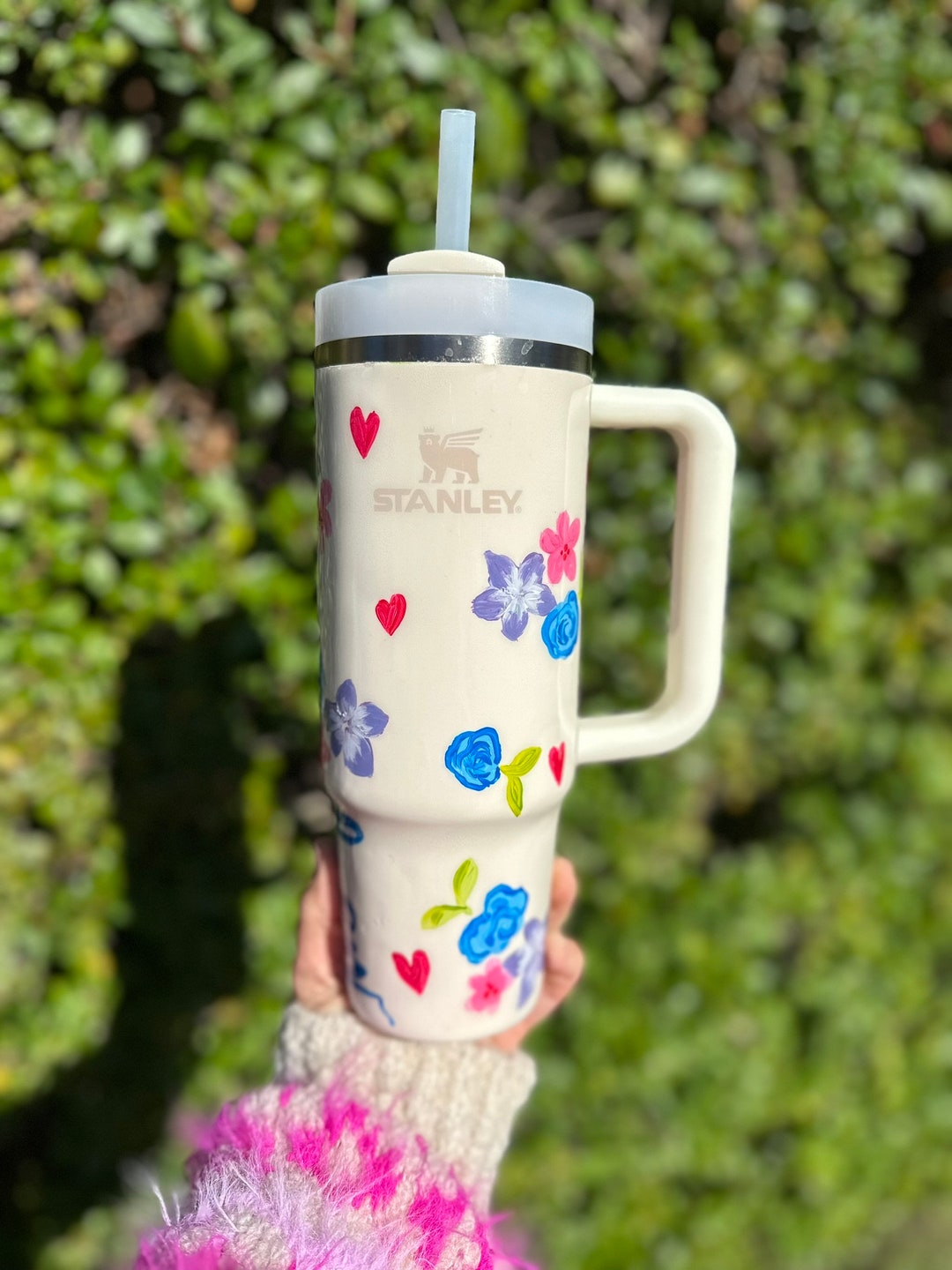 Custom Hand-painted Stanley Tumbler - 30 Oz Stanley Cup - Bright Floral ...