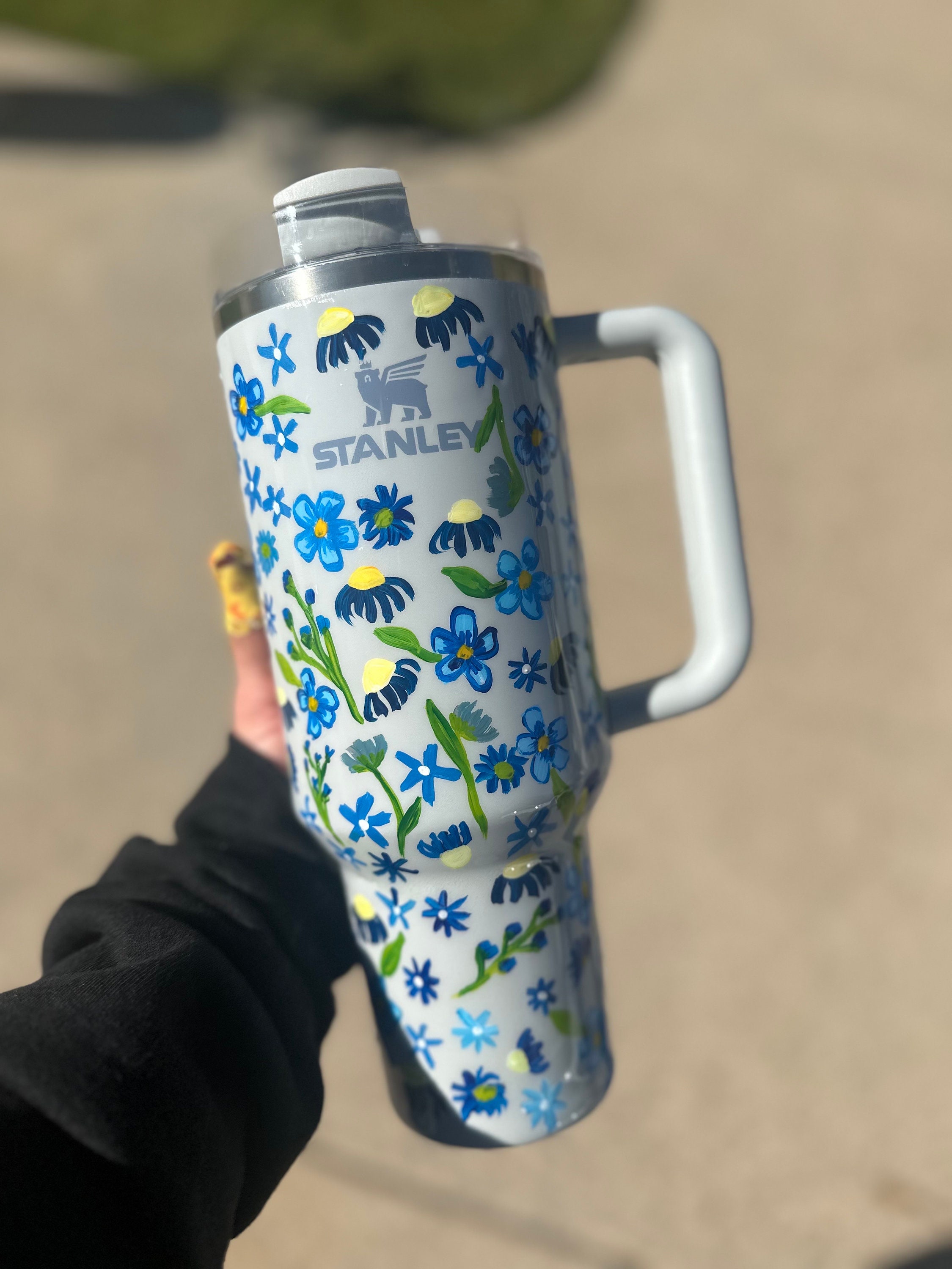 Custom Hand-painted Stanley Tumbler - Tiny Flowers - Floral Pattern - Etsy