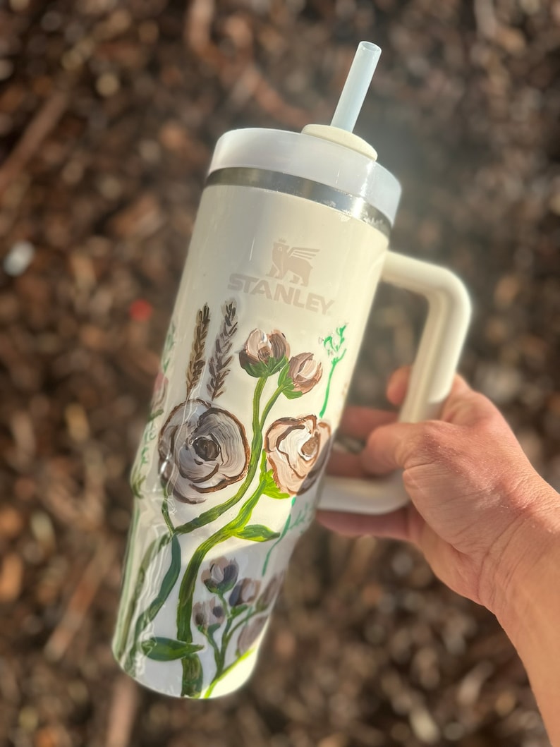 Custom Hand-painted Stanley Tumbler - 30 Oz Stanley Cup - Neutral ...