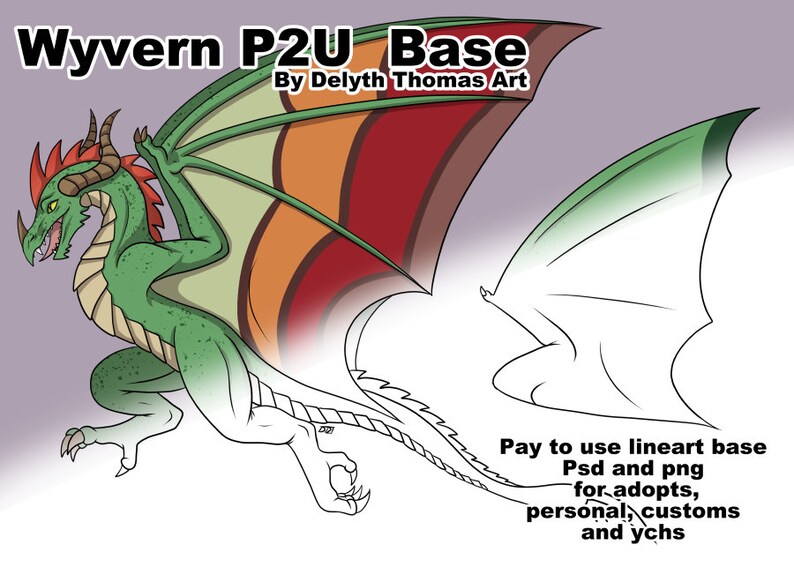 Wyvern Adopt Base PSD / PNG, Colouring Page - Etsy