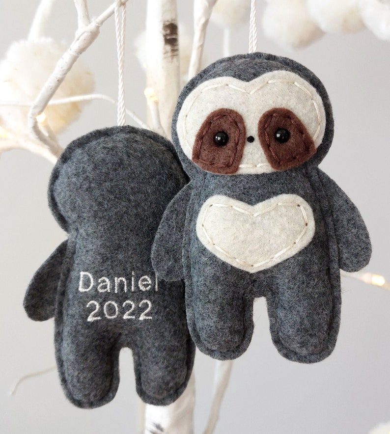 Personalized Sloth Ornaments / Felt Sloth Ornaments / 2022 - Etsy
