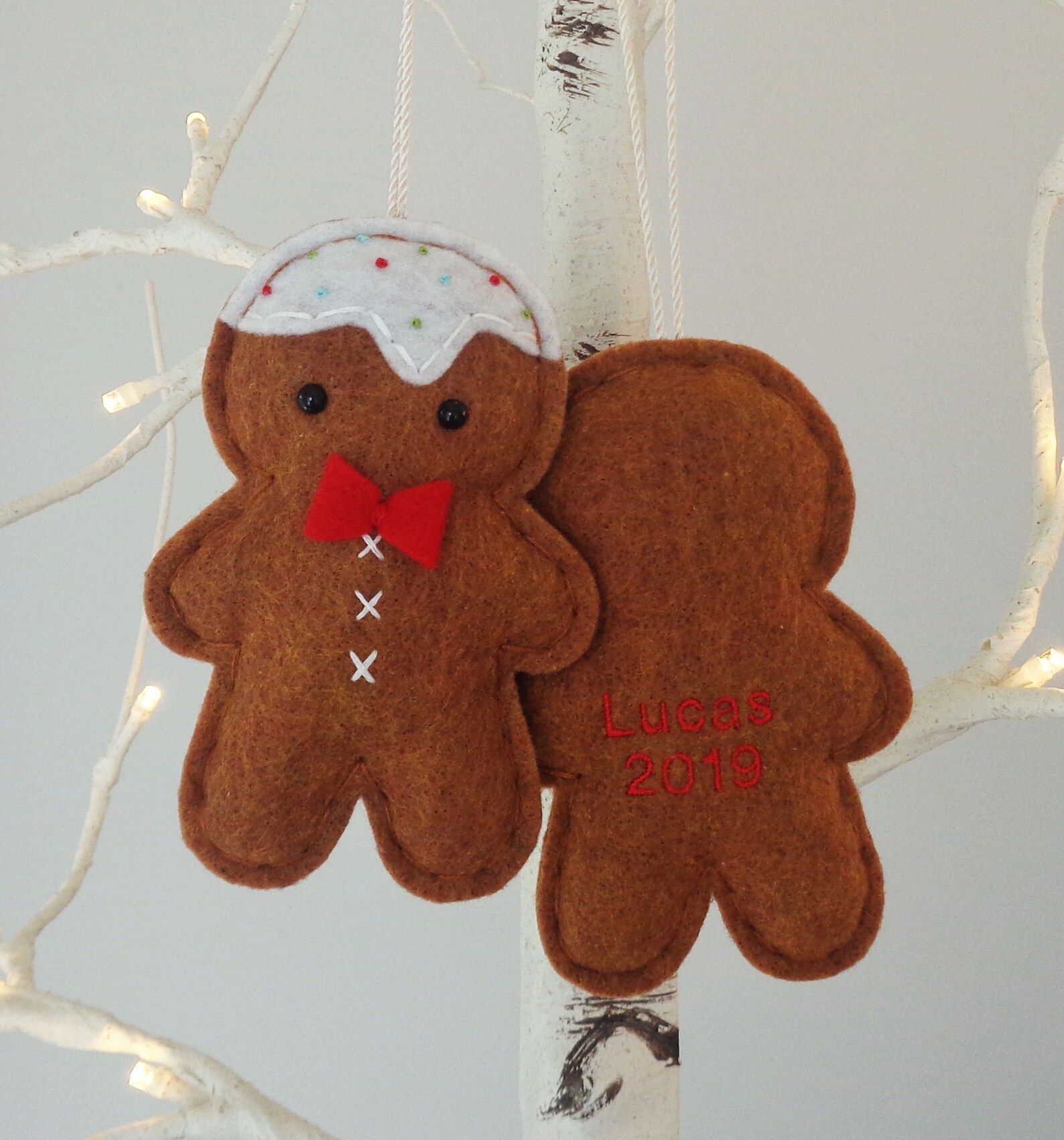 Felt Gingerbread Boy Gingerbread Girl Ornaments / Personalized | Etsy