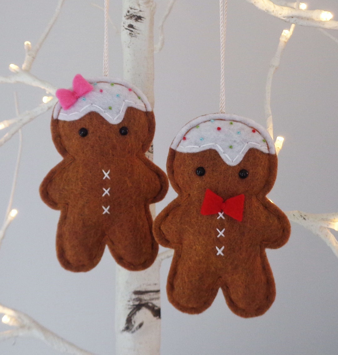 Felt Gingerbread Boy Gingerbread Girl Ornaments / Personalized ...