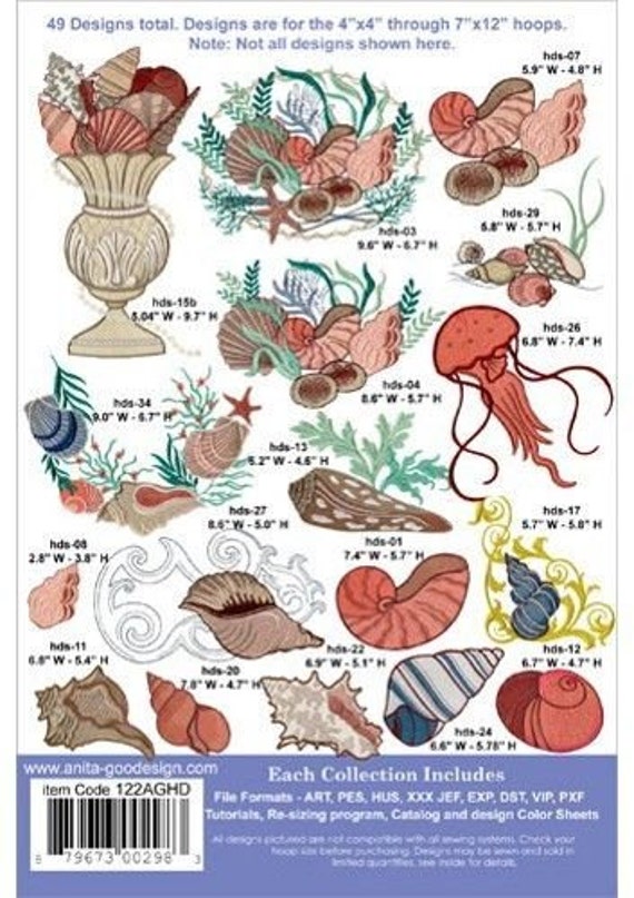 Shellscape Anita Goodesign Embroidery CD Full Collection Sewing & Fiber ...