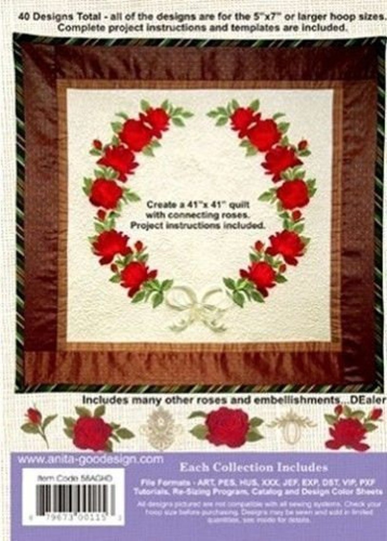 Anita Goodesign Embroidery Designs Cd Audreys Roses - Etsy