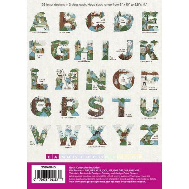 Animal Alphabet Anita Goodesign Embroidery Machine Designs Cd - Etsy
