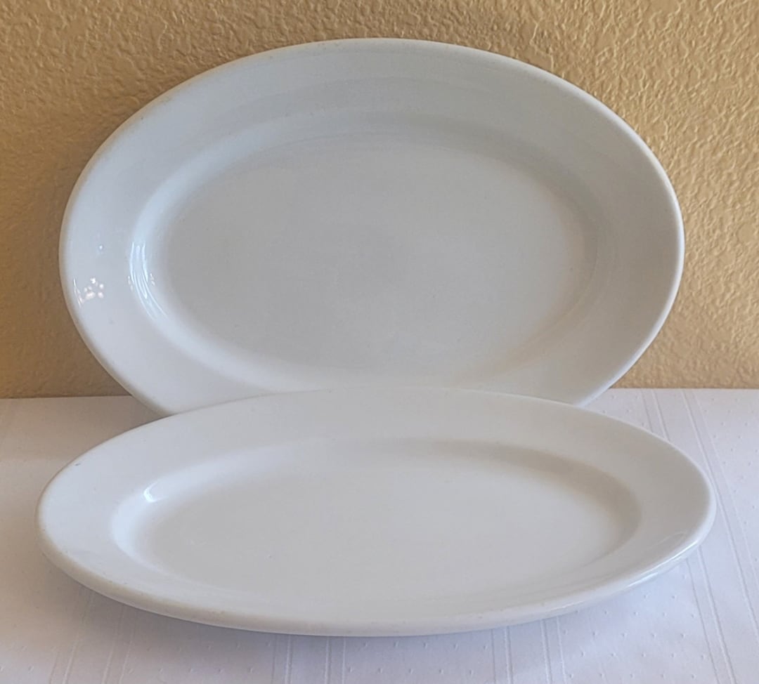 Vintage Pair of White Ironstone Shenango Restaurant Ware Oval Plates ...
