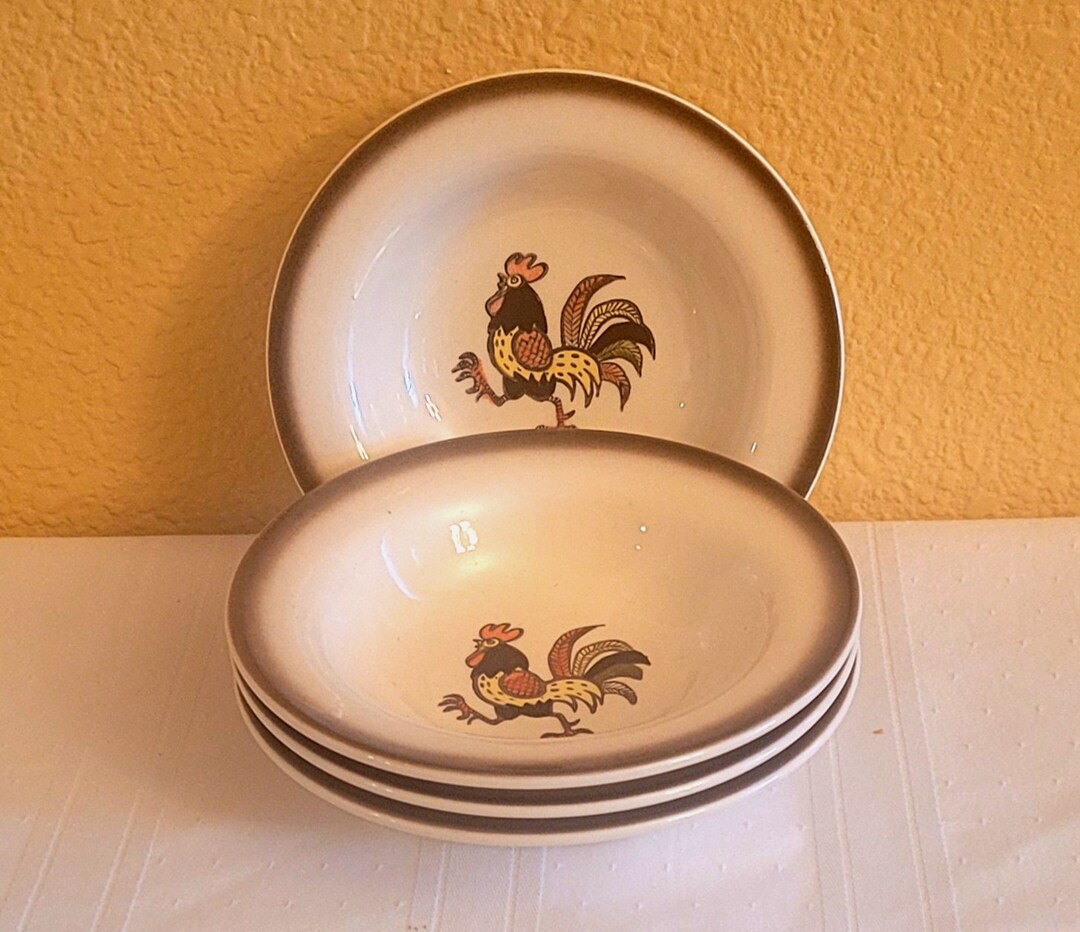 Vintage 4 Metlox Poppytrail Rooster Berry Dessert Bowls #1a - Etsy