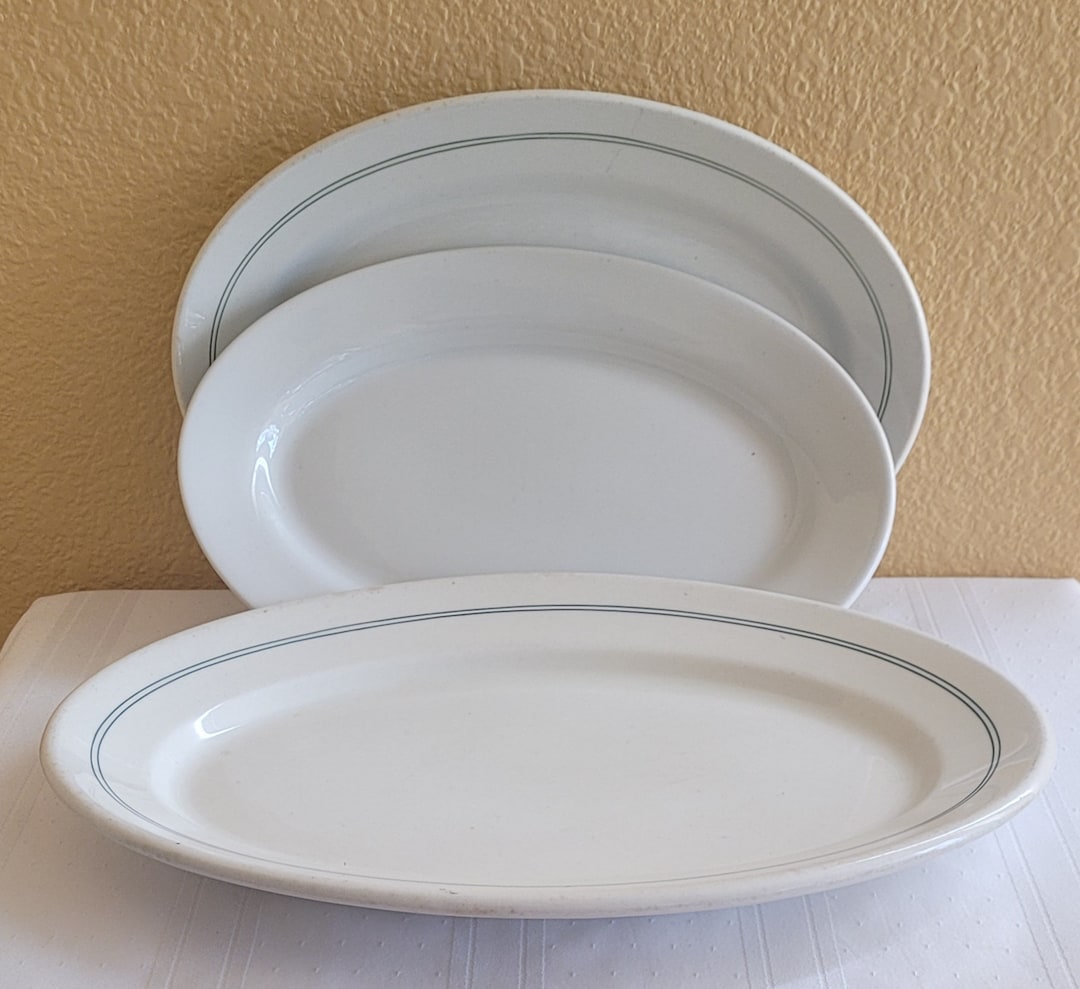 3 Vintage Restaurant Ware Ironstone Oval Platters Wallace China Tepco ...