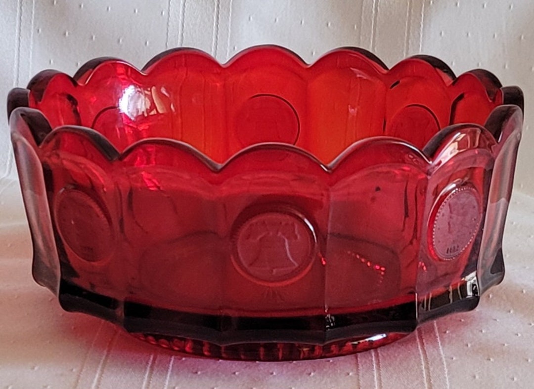 Vintage Fostoria Ruby Red Cranberry Coin Bowl - Etsy