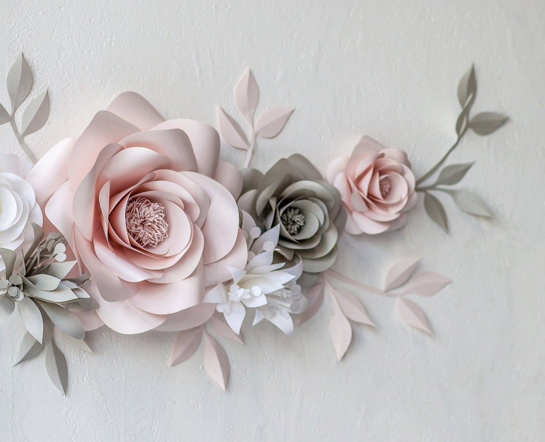 Paper Wall Flowers - Paper Blooms Wall Decor - Nursery Wall Decals ...