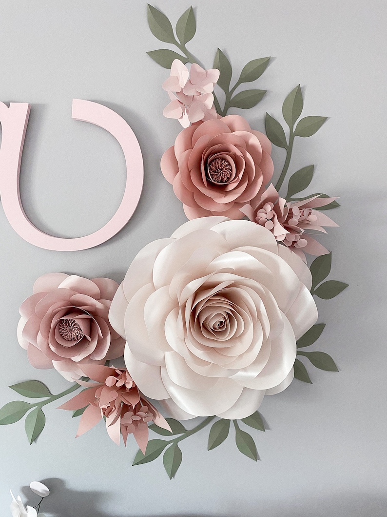 Paper Flower Set With Leaves in Variety of Colors Dusty - Etsy