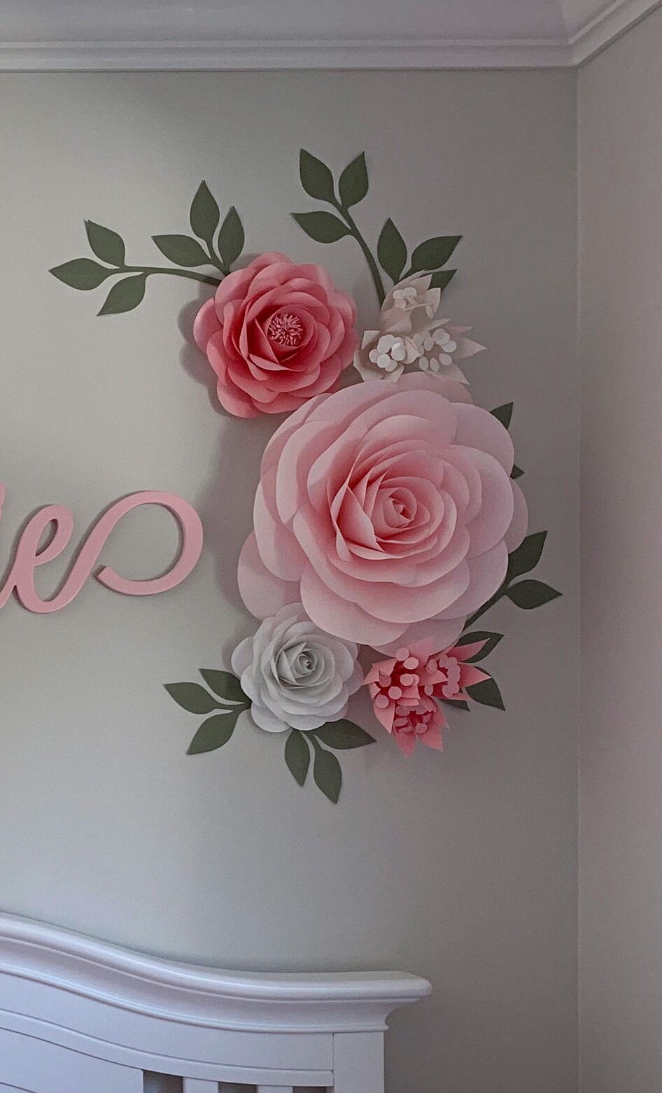 Pink Paper Flowers Nursery Wall Decor Paper Flowers Wall | Etsy