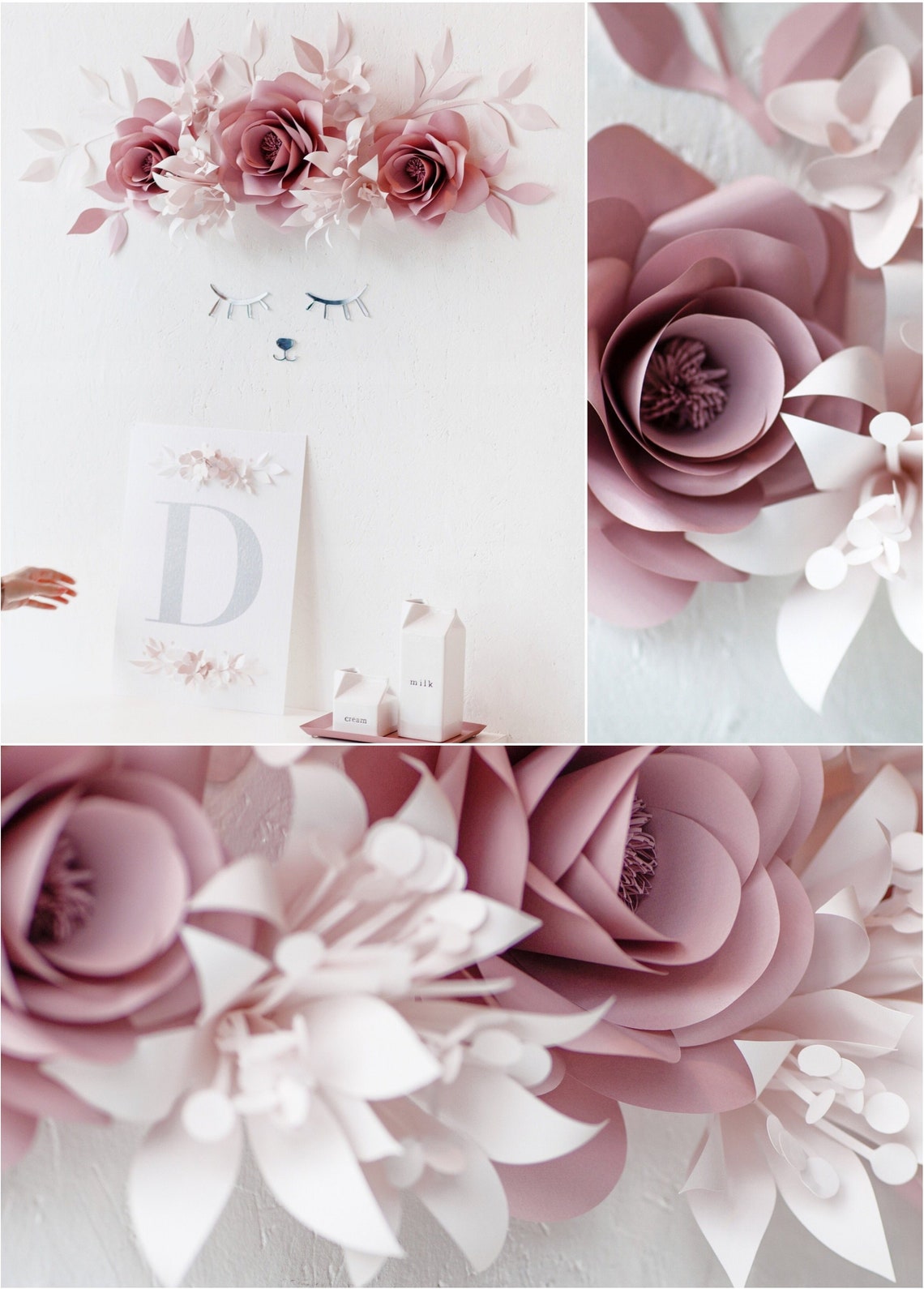 Paper Flowers Paper Flower Decor Paper Flower Wall Decor | Etsy