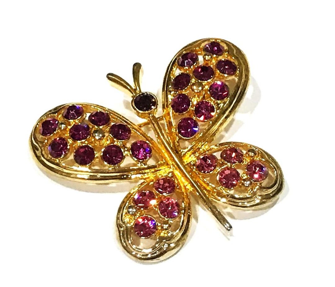 Nice Vintage Eisenberg Ice Shades of Pink Rhinestone Butterfly Brooch ...